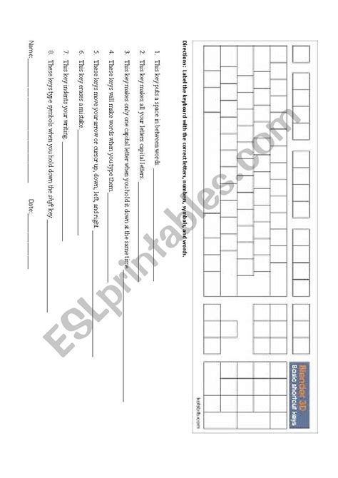 Computer Skills Keyboard Template Esl Worksheet By Susanlwilliams