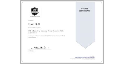 hari kumaran on linkedin completion certificate for css and bootstrap