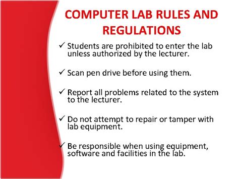 Computer Lab Rules Regulations And Safety Briefing Computer