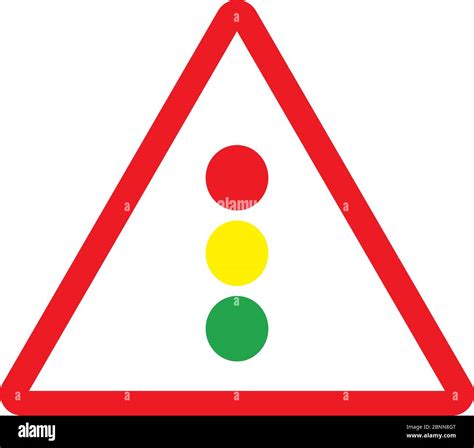 Traffic Signal Sign Vector Illustration Red Triangle Background Stock