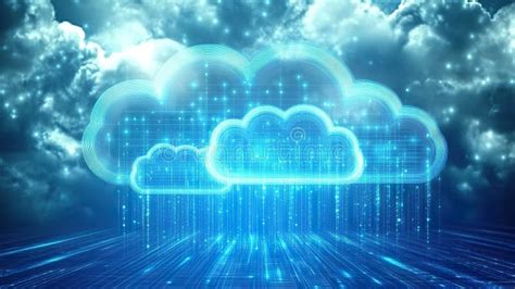 Futuristic Digital Cloud Technology With Neon Lights And Data Streams Stock Image Image Of
