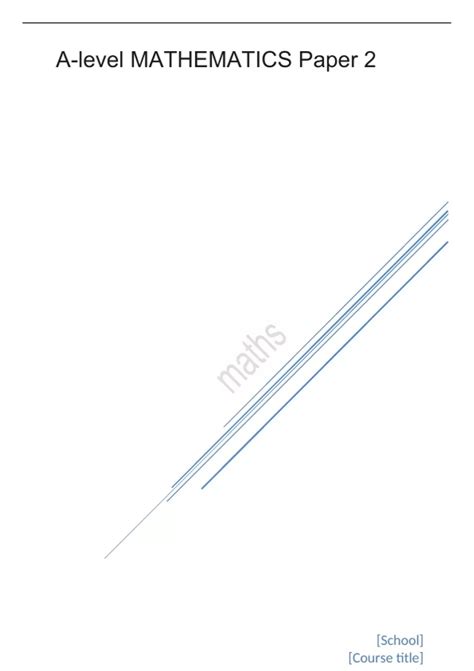 Aqa A A Level Mathematics Paper 1level Mathematics Paper 1 Question Paper June 2023