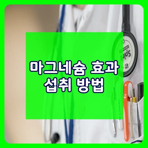 마그네슘 효과 섭취 방법