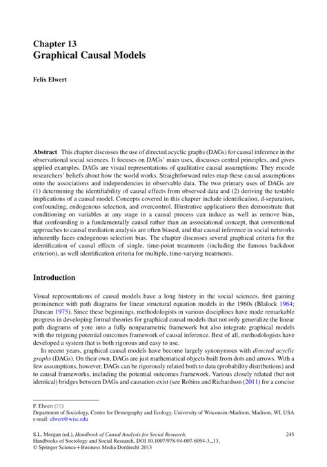 Pdf Graphical Causal Models