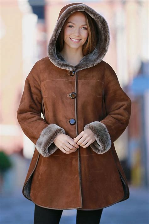 Amity Shearling Sheepskin Coat With Leather Trim Sheepskin Coat Winter Jackets Women