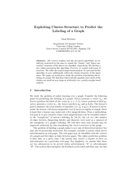 Pdf Exploiting Cluster Structure To Predict The Labeling Of A Graph