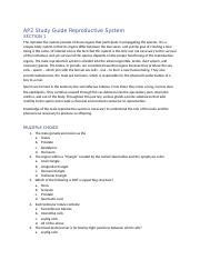 AP Study Guide Reproductive Docx AP Study Guide Reproductive System SECTION The