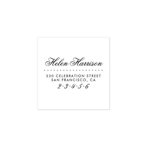 Elegant Script Chic Custom Name And Return Address Rubber Stamp Zazzle