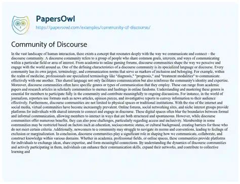 Community Of Discourse Free Essay Example 431 Words Community Of Discourse Free Essay Example 431 Words