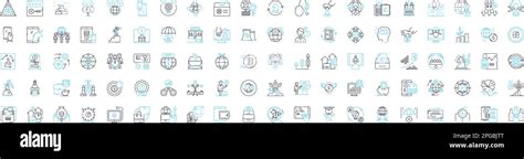 Digital Globalization Vector Line Icons Set Digital Globalization Technological Connectivity