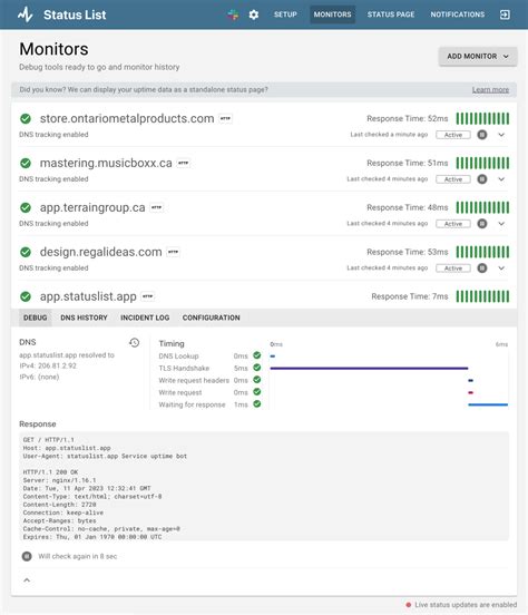 uptime real data checks explained status list