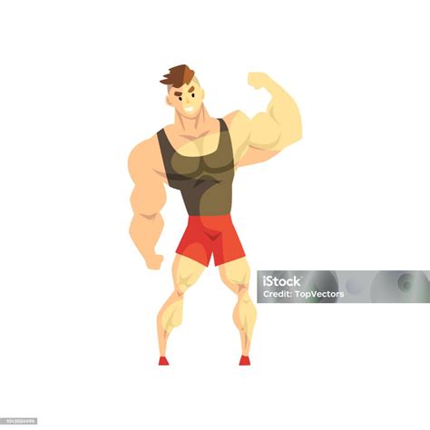 강한 근육 운동 남자 매너 문자는 흰색 바탕에 유니폼 액티브 스포츠 라이프 스타일 벡터 일러스트 레이 션에 보디 빌딩에 대한 스톡 벡터 아트 및 기타 이미지 Istock