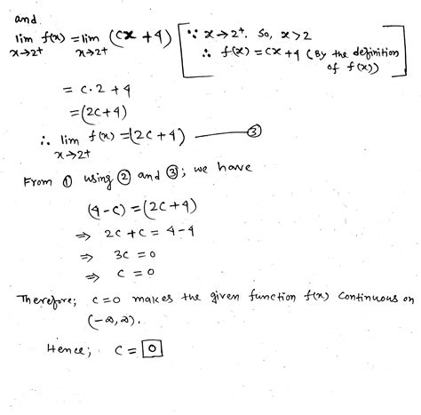 Solved Find The Value Of The Constant C That Makes The Following