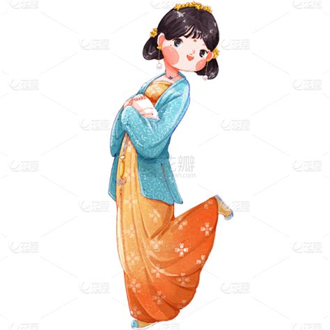 手绘 中国风汉服人物插画贴纸7