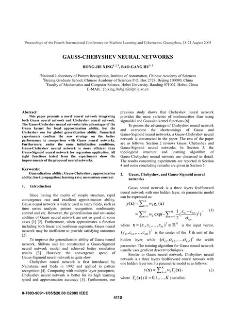 Pdf Gauss Chebyshev Neural Networks