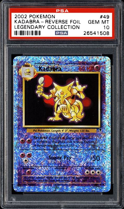 2002 Nintendo Pokemon Legendary Collection Kadabra Reverse Foil Psa