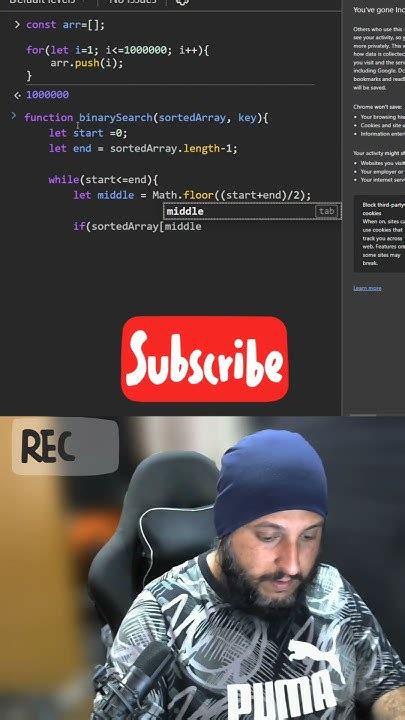 Binary Search Javascript Shorts Shortsvideo Shortsfeed Algorithm