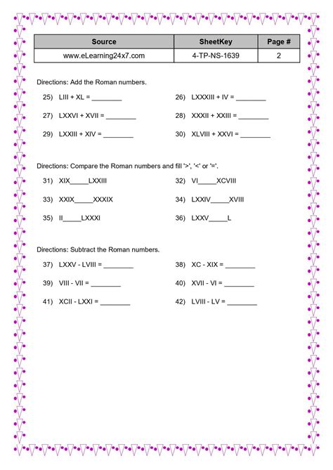 Roman Number Mock Test Paper Elearning24x7
