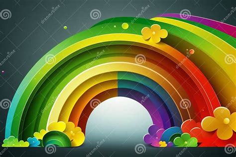 3d Illustration Of A Rainbow And Clouds Concept Of Different Colors