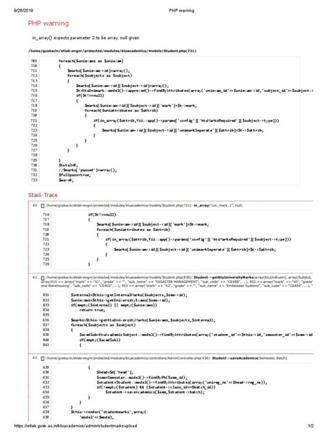 Php Warning Stack Trace Pdf Computer Programming Software