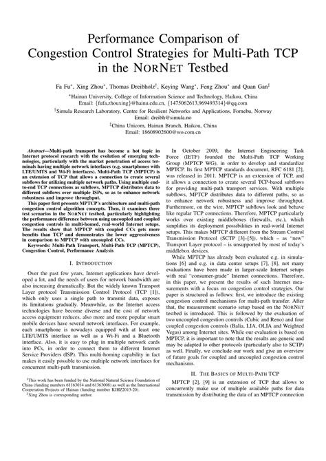 Pdf Performance Comparison Of Congestion Control Strategies For Multi