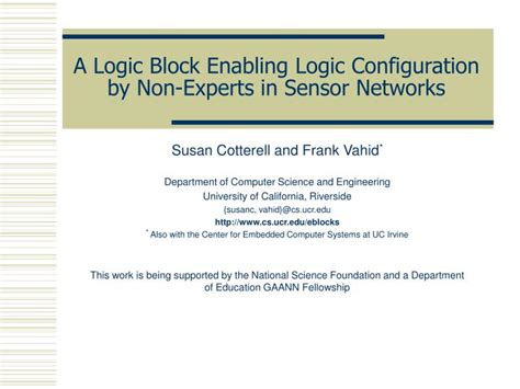 PPT A Logic Block Enabling Logic Configuration By Non Experts In Sensor Networks PowerPoint