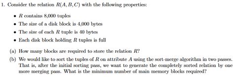 solved 1 consider the relation r a b c with the following