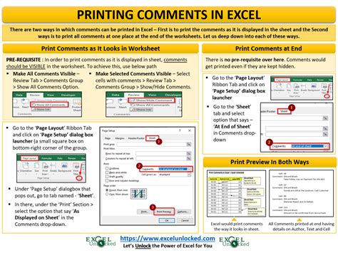 printing comments in excel quick guide excel unlocked