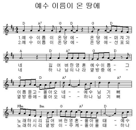 예수 이름이 온 땅에 악보 네이버 블로그