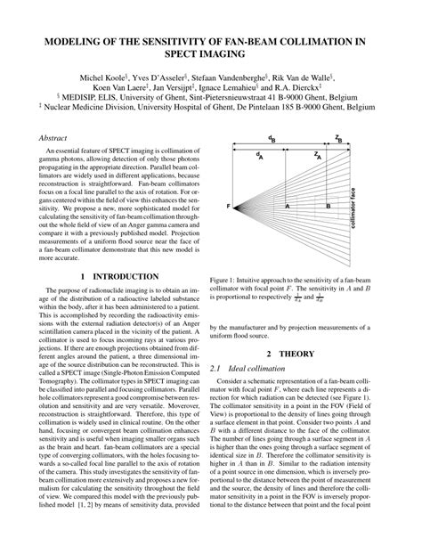 Pdf Modeling Of The Sensitivity Of Fan Beam Collimation In Spect Imaging