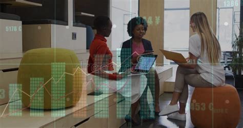 Discussing Financial Data Charts Animation Diverse Business Team In Modern Office Stock Footage