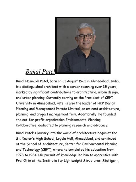 Bimal Patel Biography Pdf