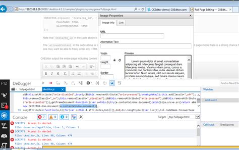 12551 Ie 91011 Can Not Use The Buttonsok Cancel X In Image Link Popup Windows Ckeditor
