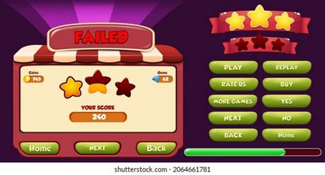 단추가 있는 캐주얼 게임 Ui 메뉴 스톡 벡터로열티 프리 2064661778 Shutterstock