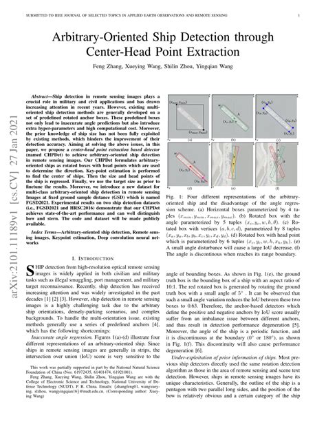 Pdf Arbitrary Oriented Ship Detection Through Center Head Point Extraction