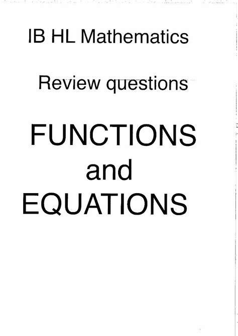 Pdf Ib Math Hl Functions And Equations Dokumentips