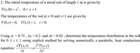 Solved Solve Question 2 Using The Implicit Method With