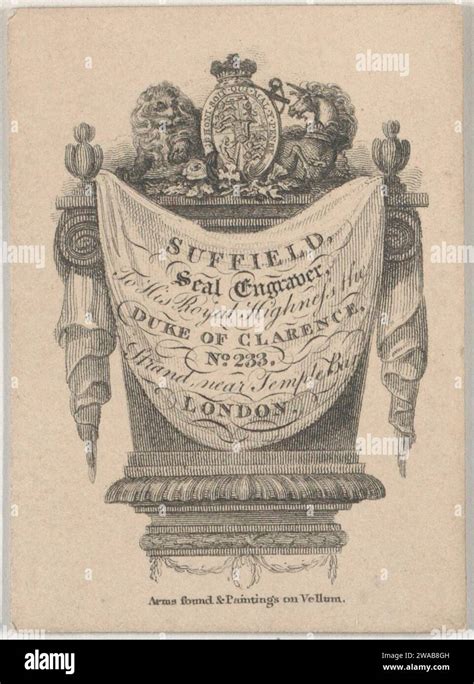 Trade Card For Suffield Seal Engraver 1926 By Anonymous British Late 18thearly 19th Century