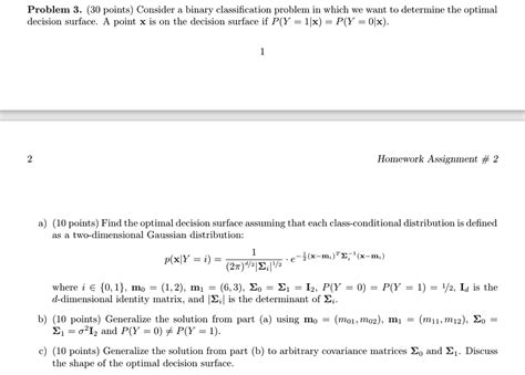 Solved Problem 3 30 Points Consider A Binary Classification Problem In Which We Want To