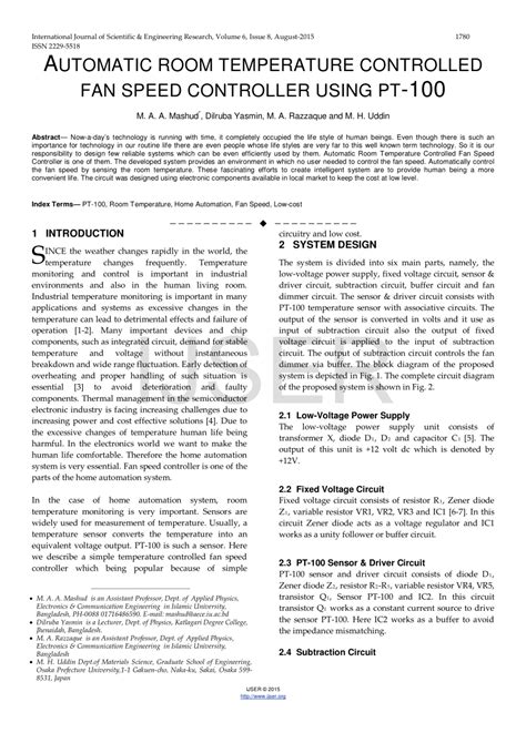 Pdf Automatic Room Temperature Controlled Fan Speed Controller Using