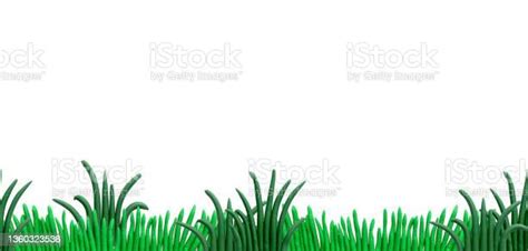 원활한 테두리 플라스틱에서 3d 그림 녹색 잔디 잔디 덤불 흰색 배경에 고립 된 플라스틱 풍경 어린이 놀이용 점토에 대한 스톡 사진 및 기타 이미지 Istock