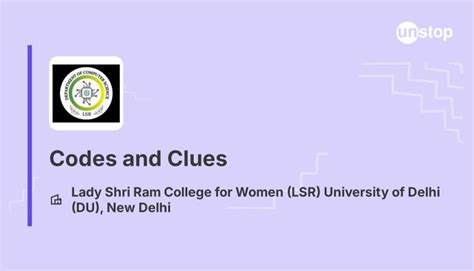 Codes And Clues 1390729 Department Of Computer Science Lsr