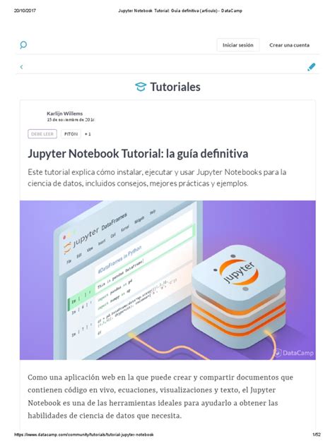 Jupyter Notebook Tutorial Guía Definitiva Artículo Datacamp Pdf