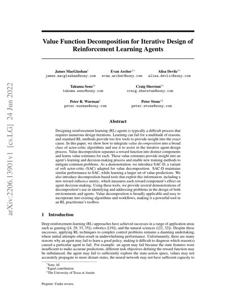 Pdf Value Function Decomposition For Iterative Design Of