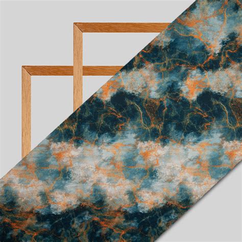 Light Grey And Orange Abstract Digital Print American Crepe Fabric