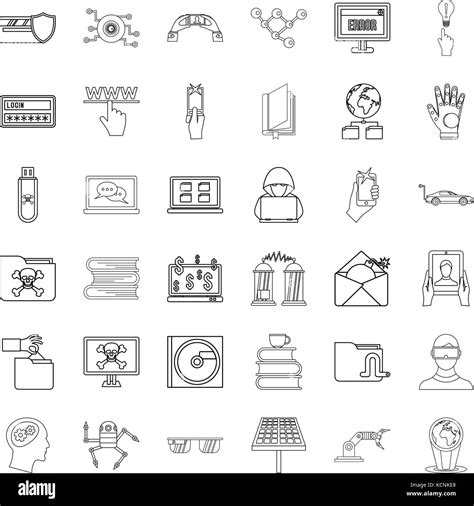 File Icons Set Outline Style Stock Vector Image Art Alamy