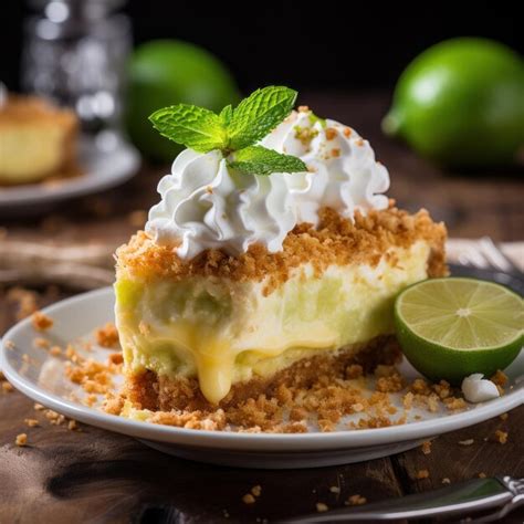 Premium Ai Image Key Lime Pie With Graham Cracker Crust A Tangy And Refreshing Dessert