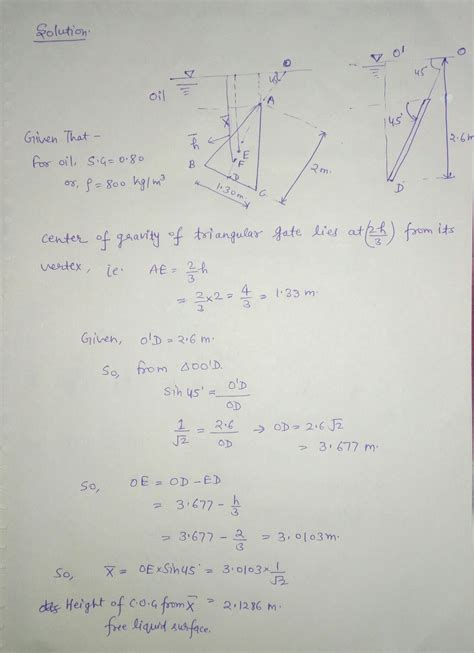 [solved] a triangular gate having a horizontal base of 1 30m and an