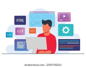 Set Programming Coding Flat Illustration Vector Stock Vector Royalty Free