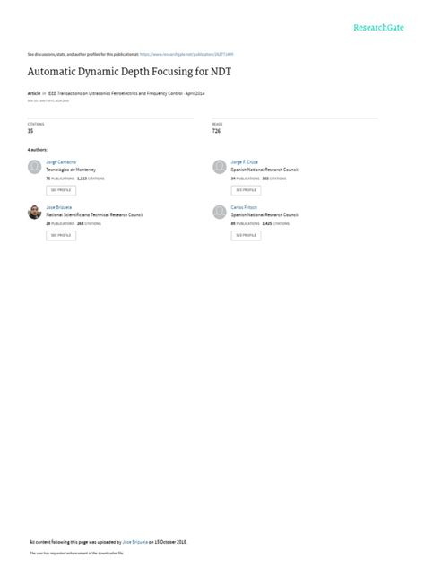 Automatic Dynamic Depth Focusing For Ndt Pdf Ultrasound Mirror